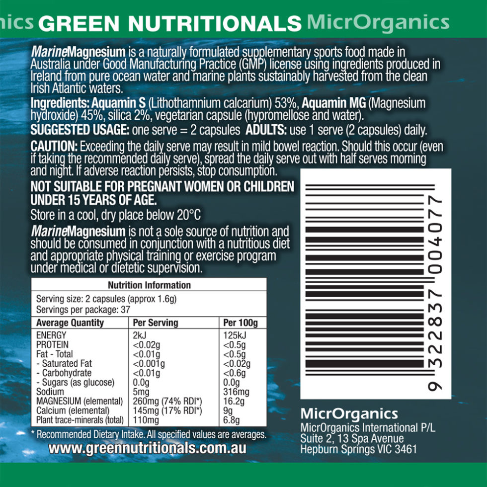 Green Nutritionals Marine MAGNESIUM | Martin & Pleasance